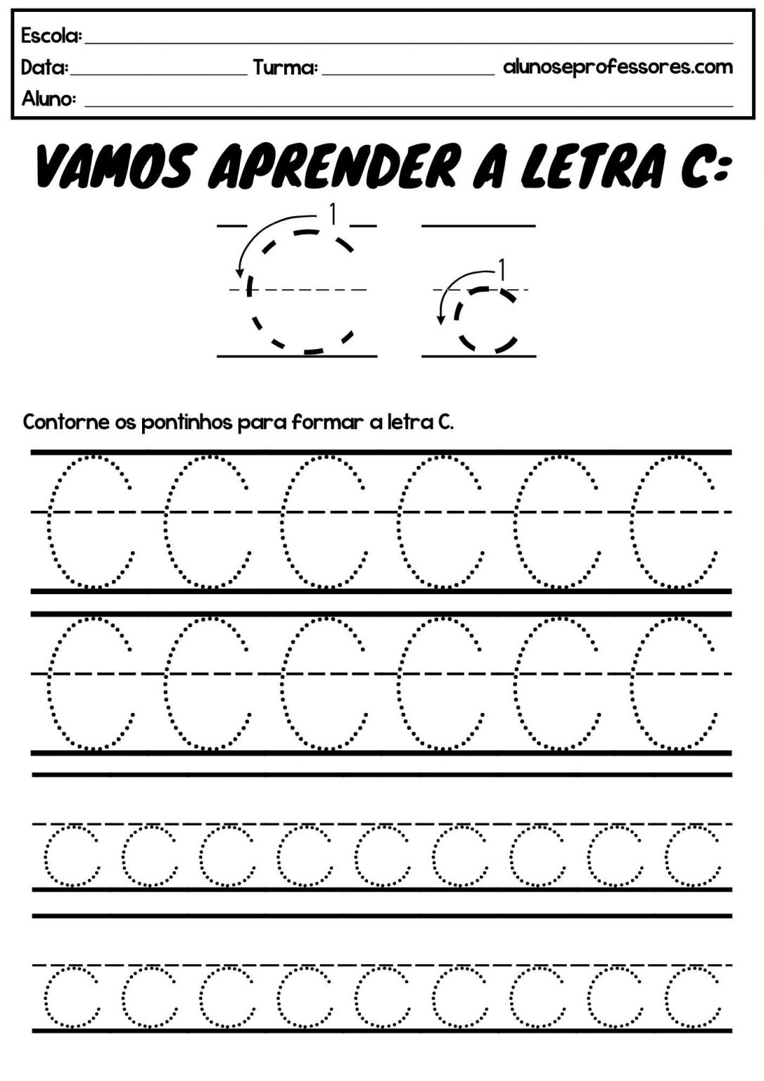 Atividades com a Letra C prontas para Imprimir