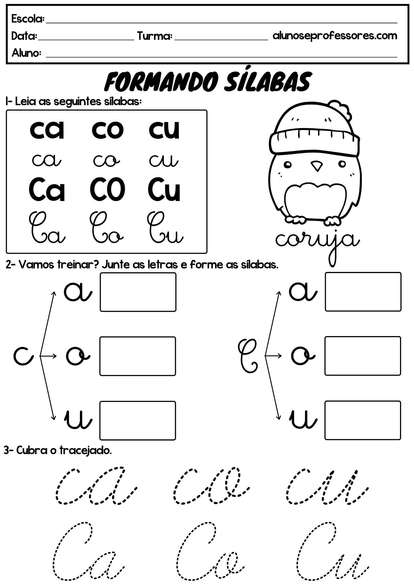 Atividades com a Letra C prontas para imprimir | Alunos e Professores