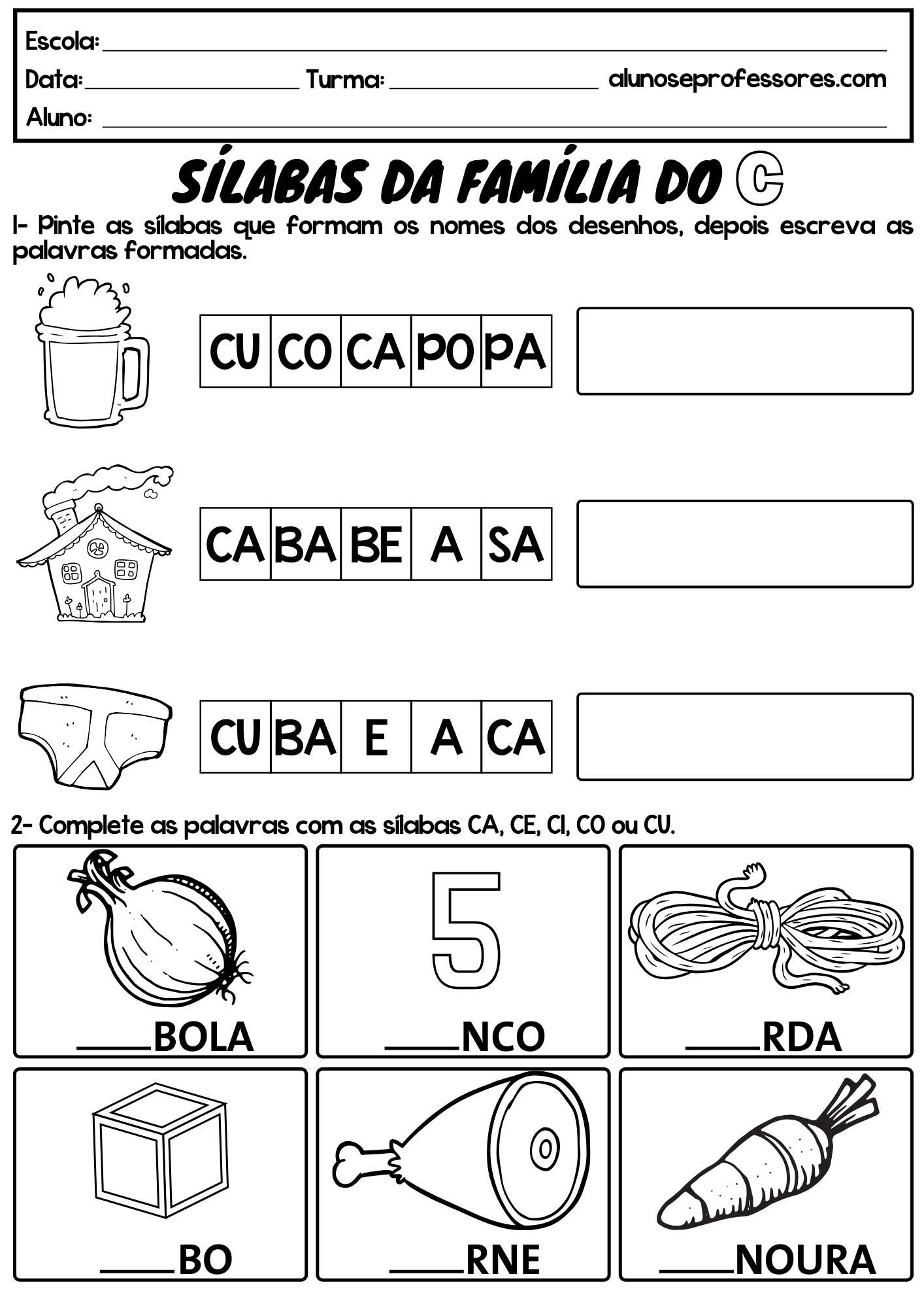 Atividade Letra C Alfabetização - RETOEDU