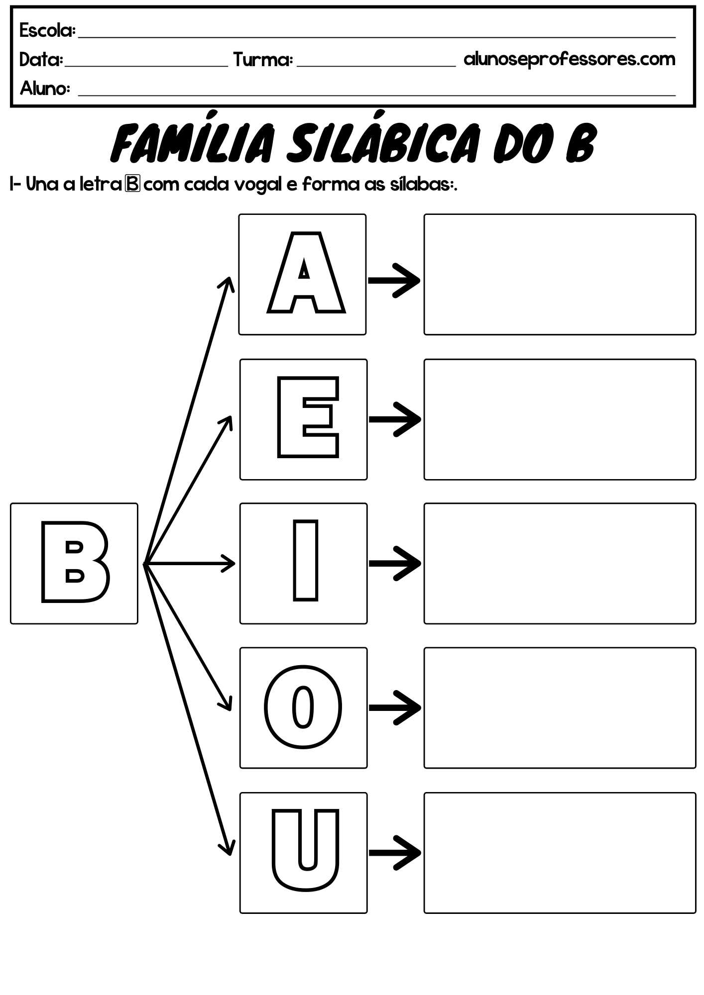 Atividades com a Letra B prontas para imprimir | Alunos e Professores