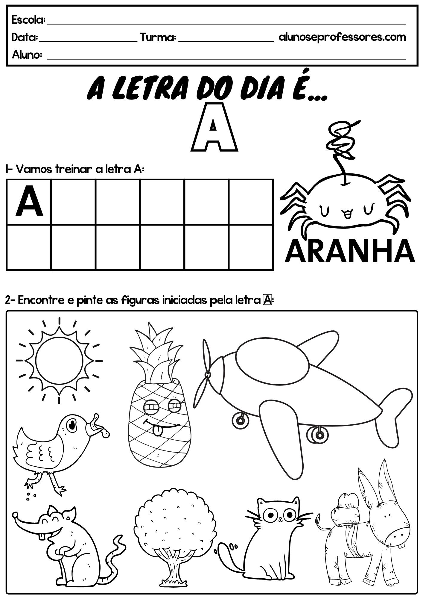 Atividades com a Letra A prontas para imprimir | Alunos e Professores