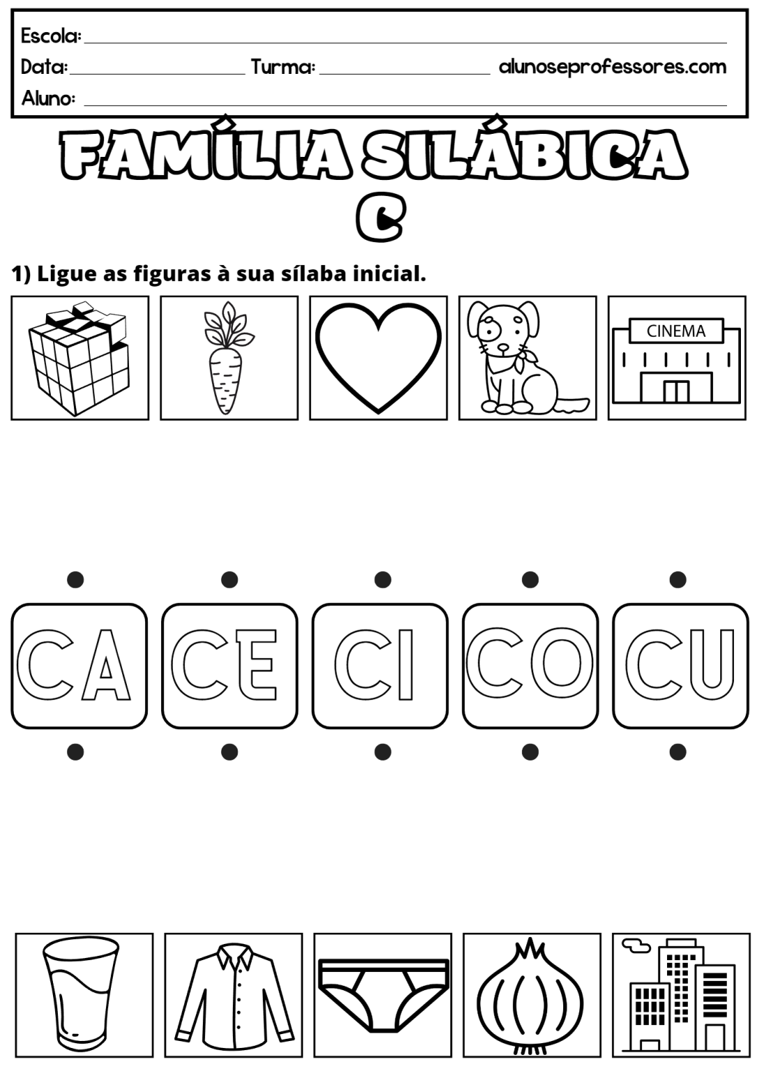 Atividades com a Família Silábica do C para imprimir | Alunos e Professores