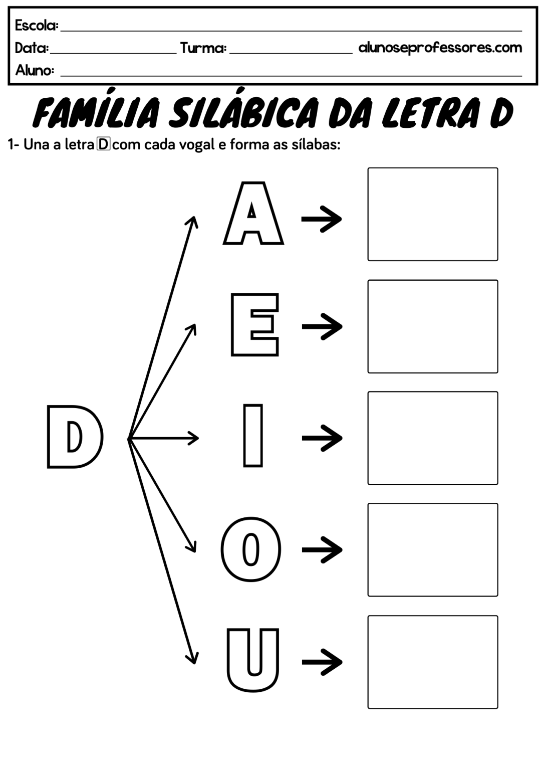 Atividades com a Letra D para imprimir | Alunos e Professores