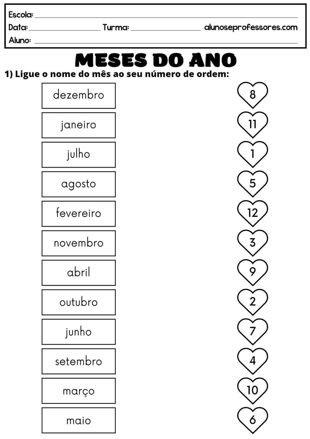 Atividades sobre os Meses do Ano para imprimir | Alunos e Professores