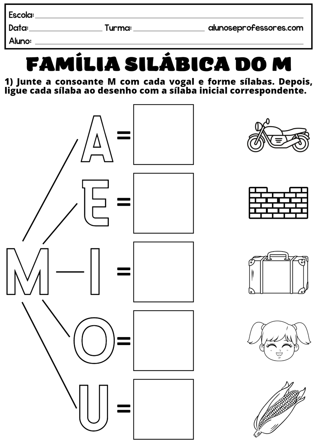 Atividades com a Família Silábica do M para imprimir | Alunos e Professores