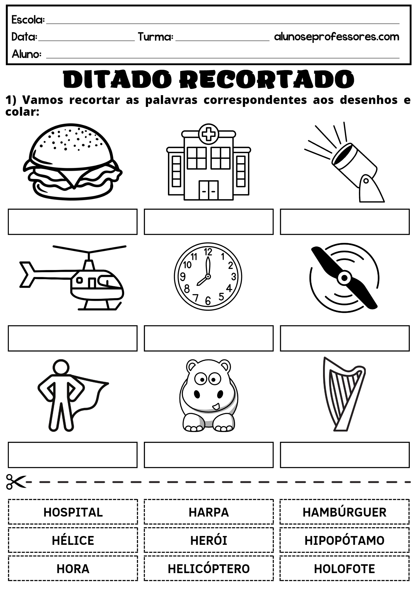 Atividades com a Letra H para imprimir | Alunos e Professores