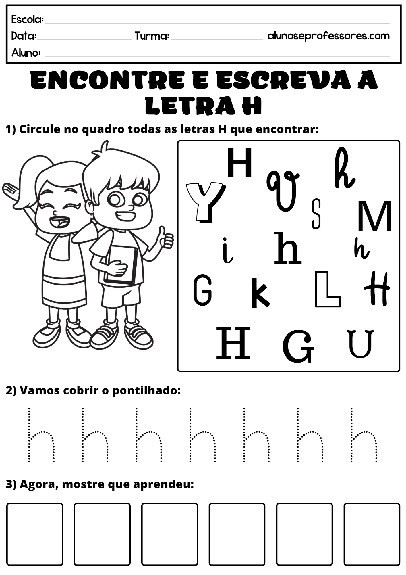 Atividades com a Letra H para imprimir | Alunos e Professores