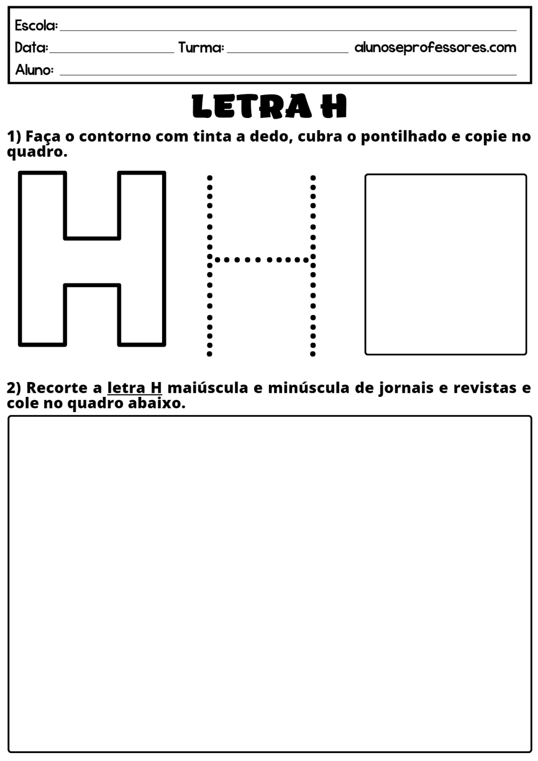 Atividades com a Letra H para imprimir | Alunos e Professores
