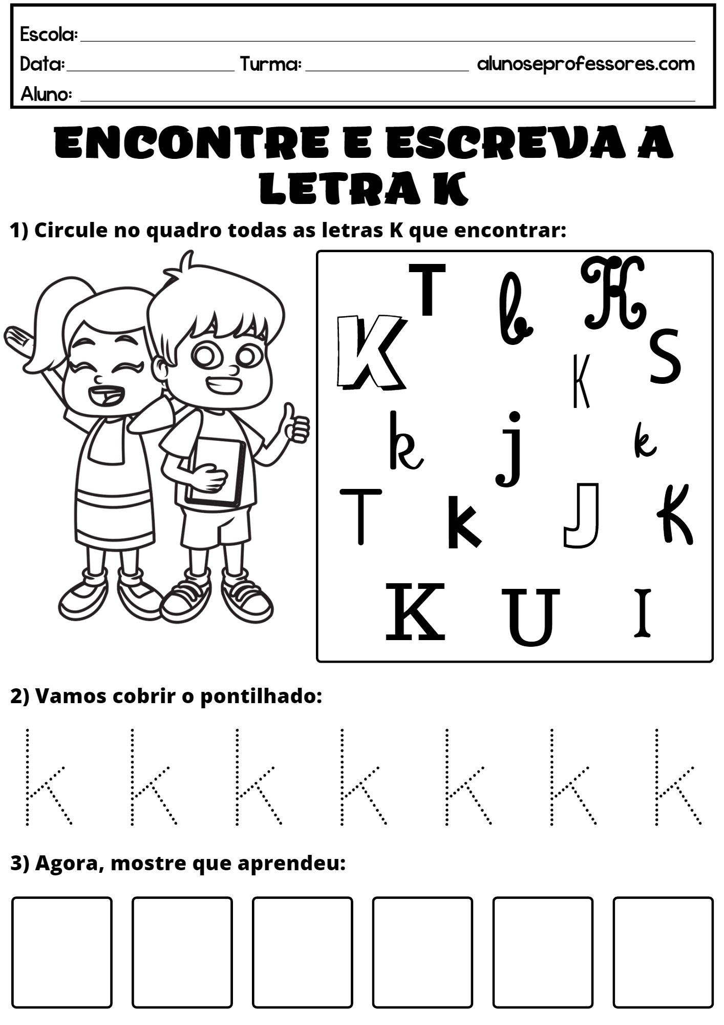 Atividades com a Letra K para imprimir | Alunos e Professores