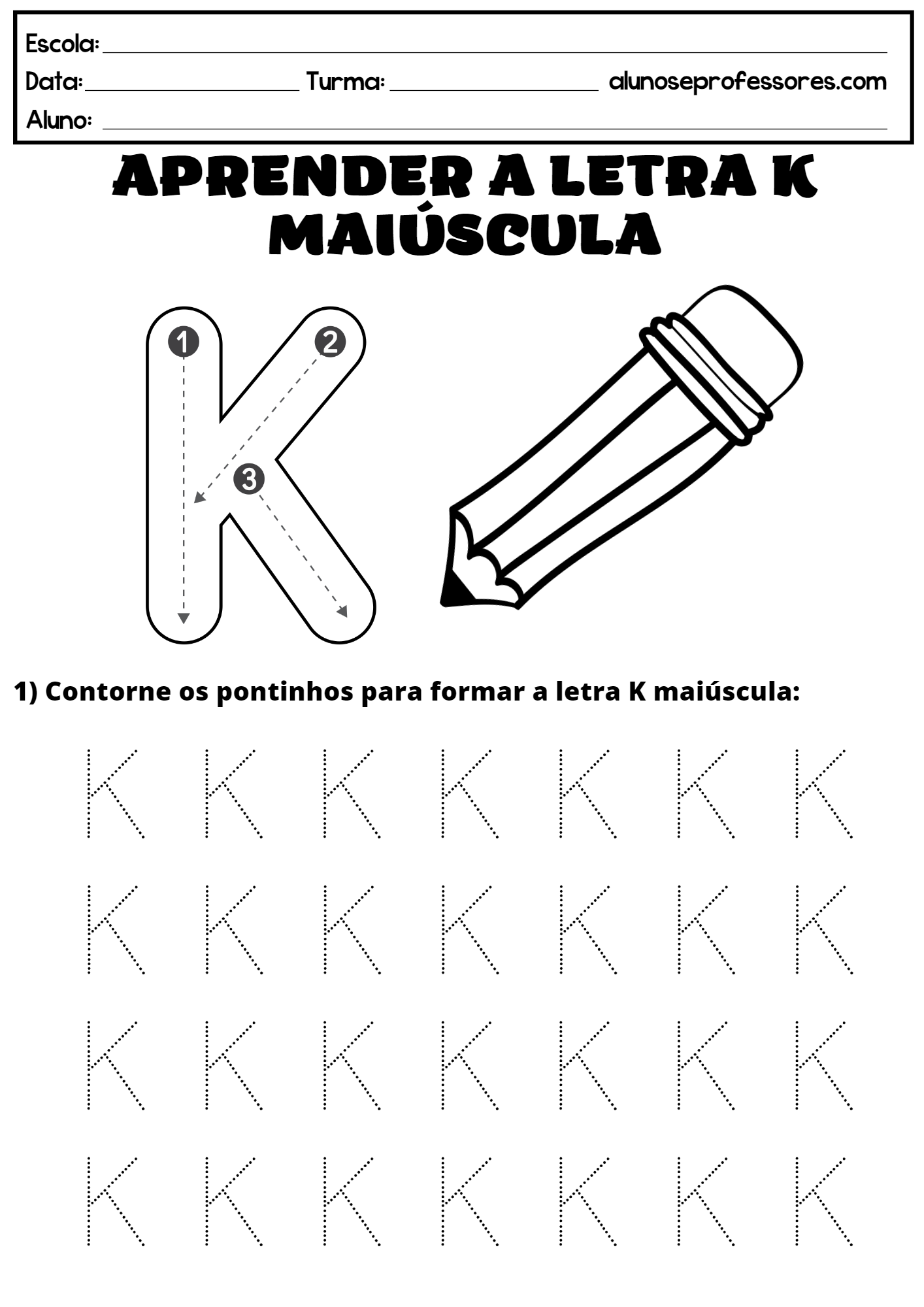 Atividades com a Letra K para imprimir | Alunos e Professores