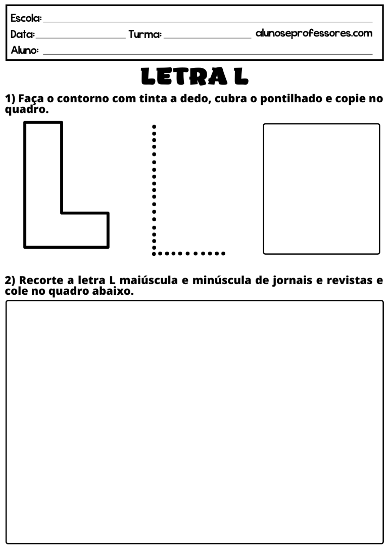 Atividades com a Letra L para imprimir | Alunos e Professores