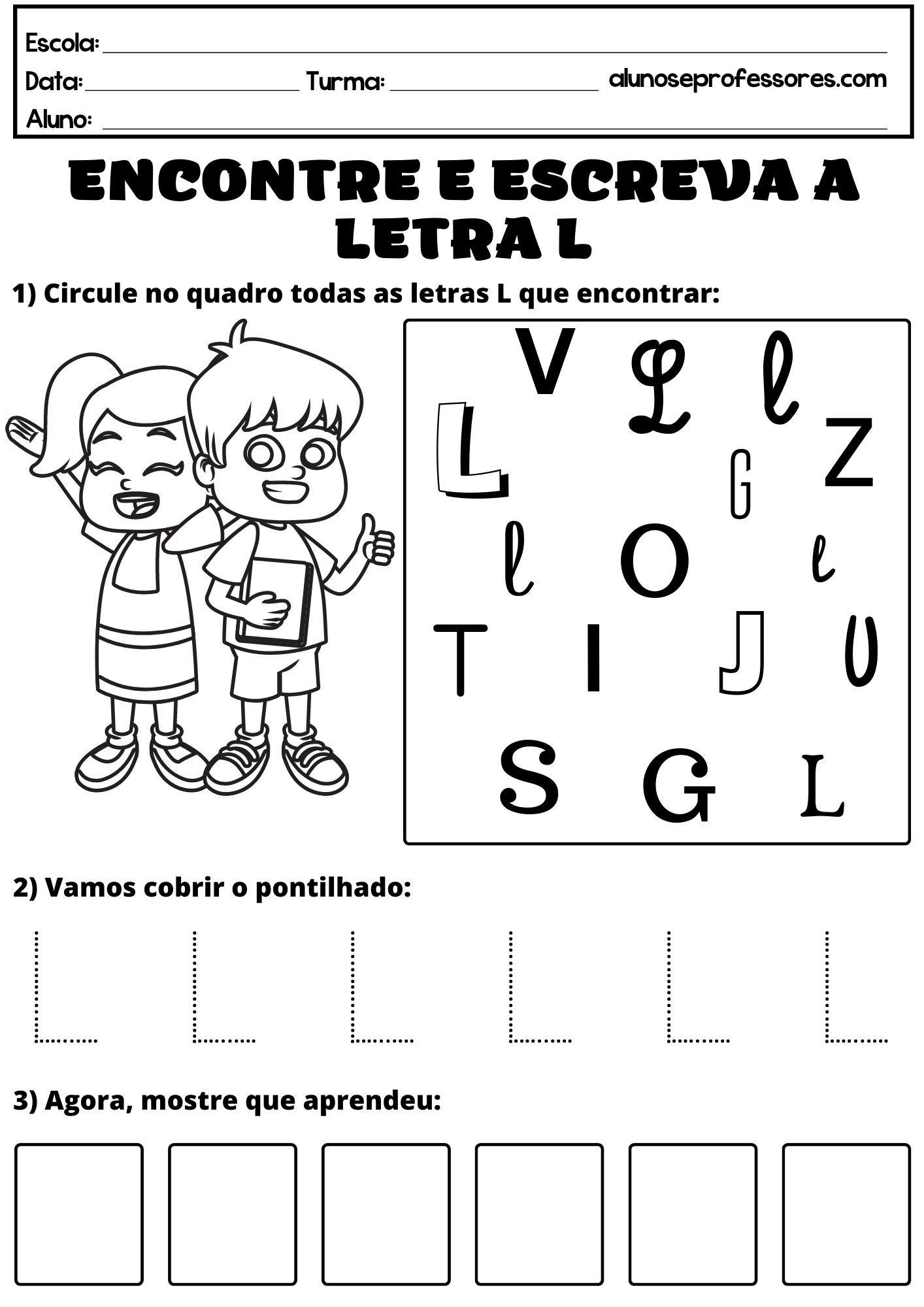 Atividades com a Letra L para imprimir | Alunos e Professores