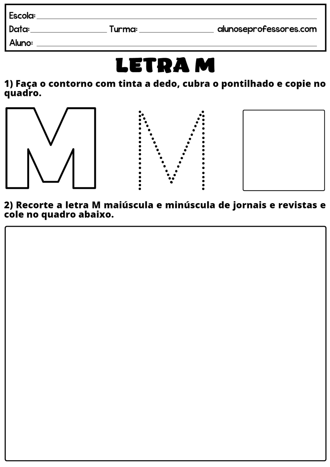 Atividades com a Letra M para imprimir | Alunos e Professores