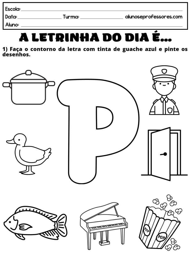 Atividades com a Letra P para imprimir | Alunos e Professores