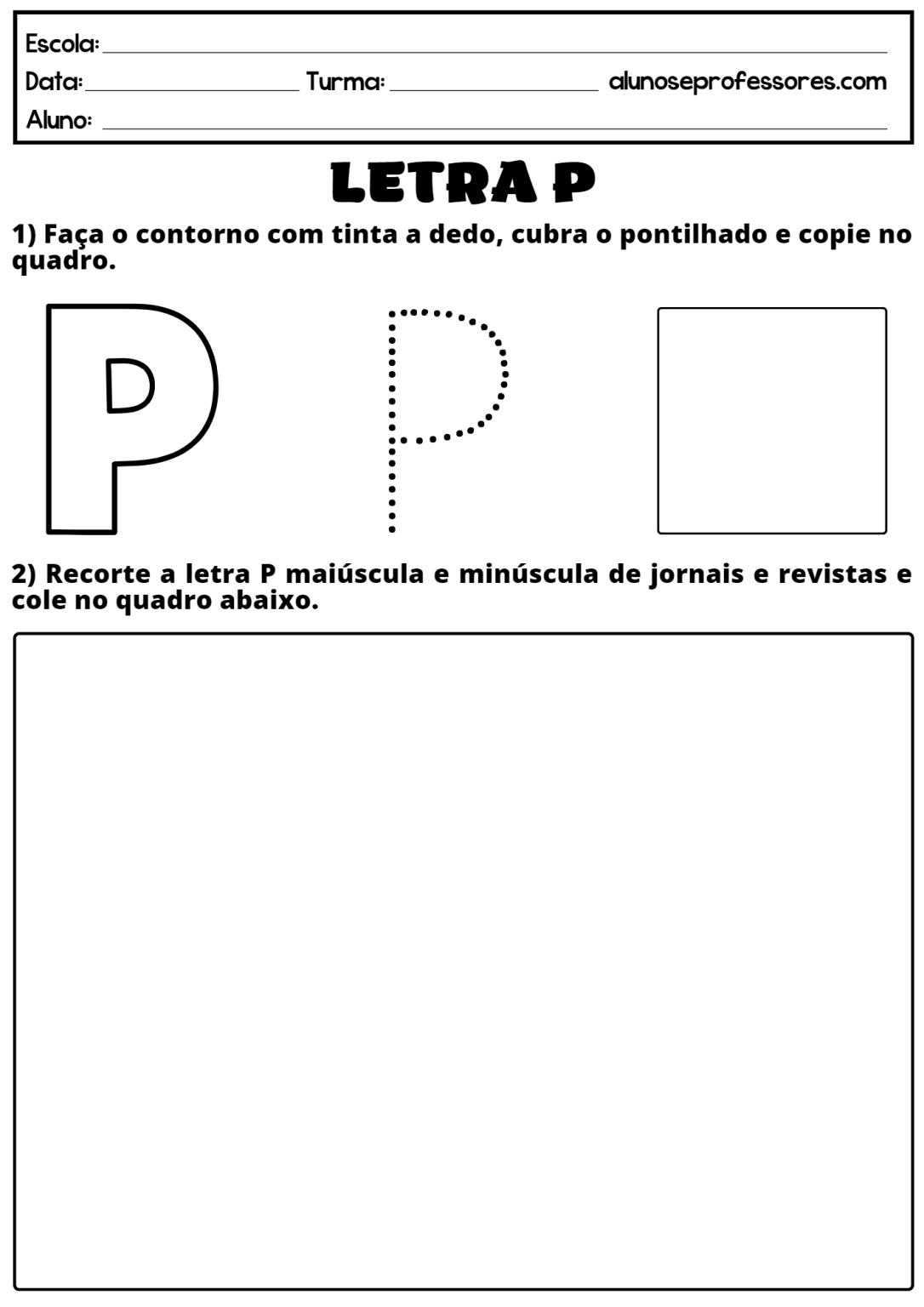 Atividades com a Letra P para imprimir | Alunos e Professores