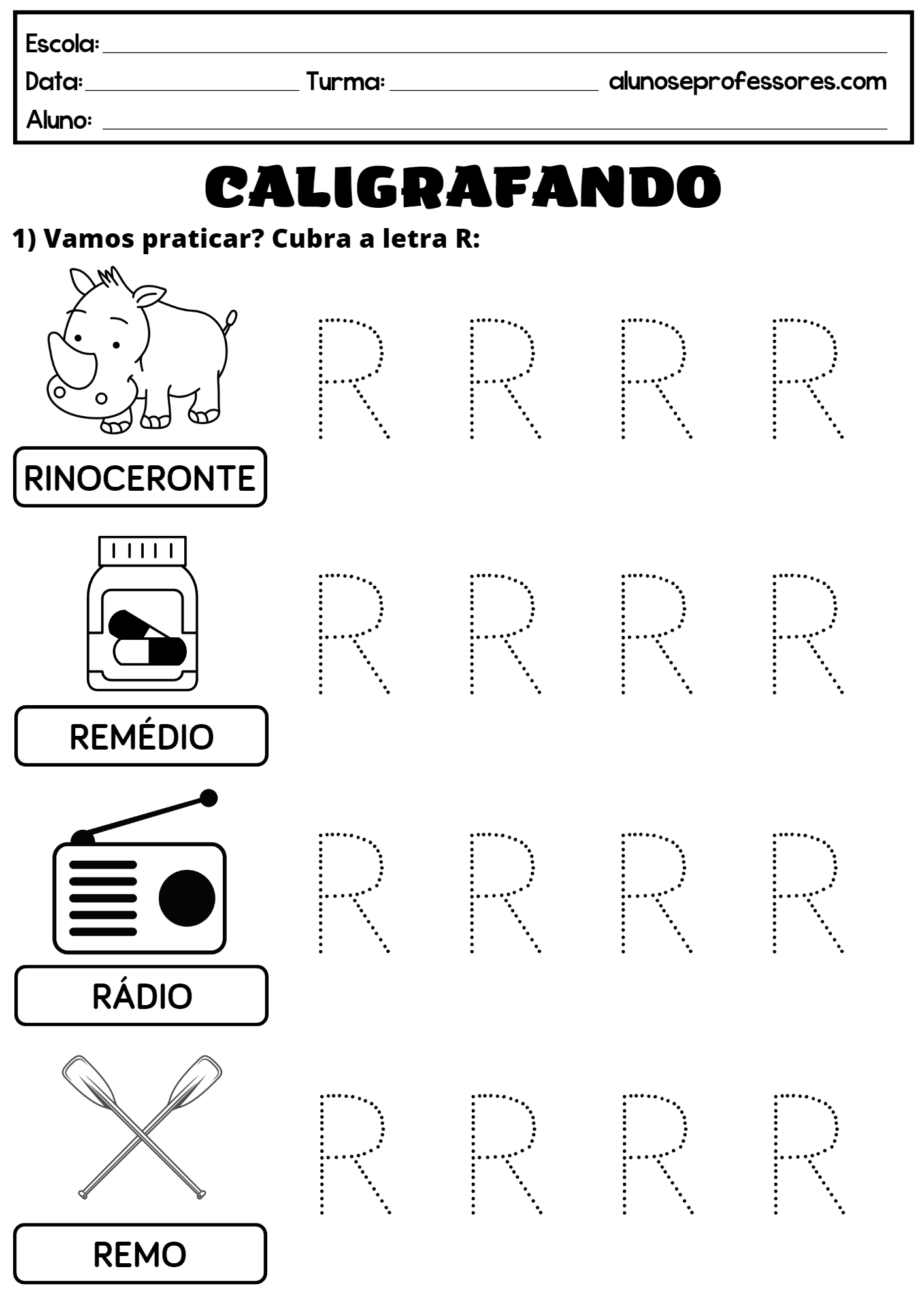 Atividades com a Letra R para imprimir | Alunos e Professores