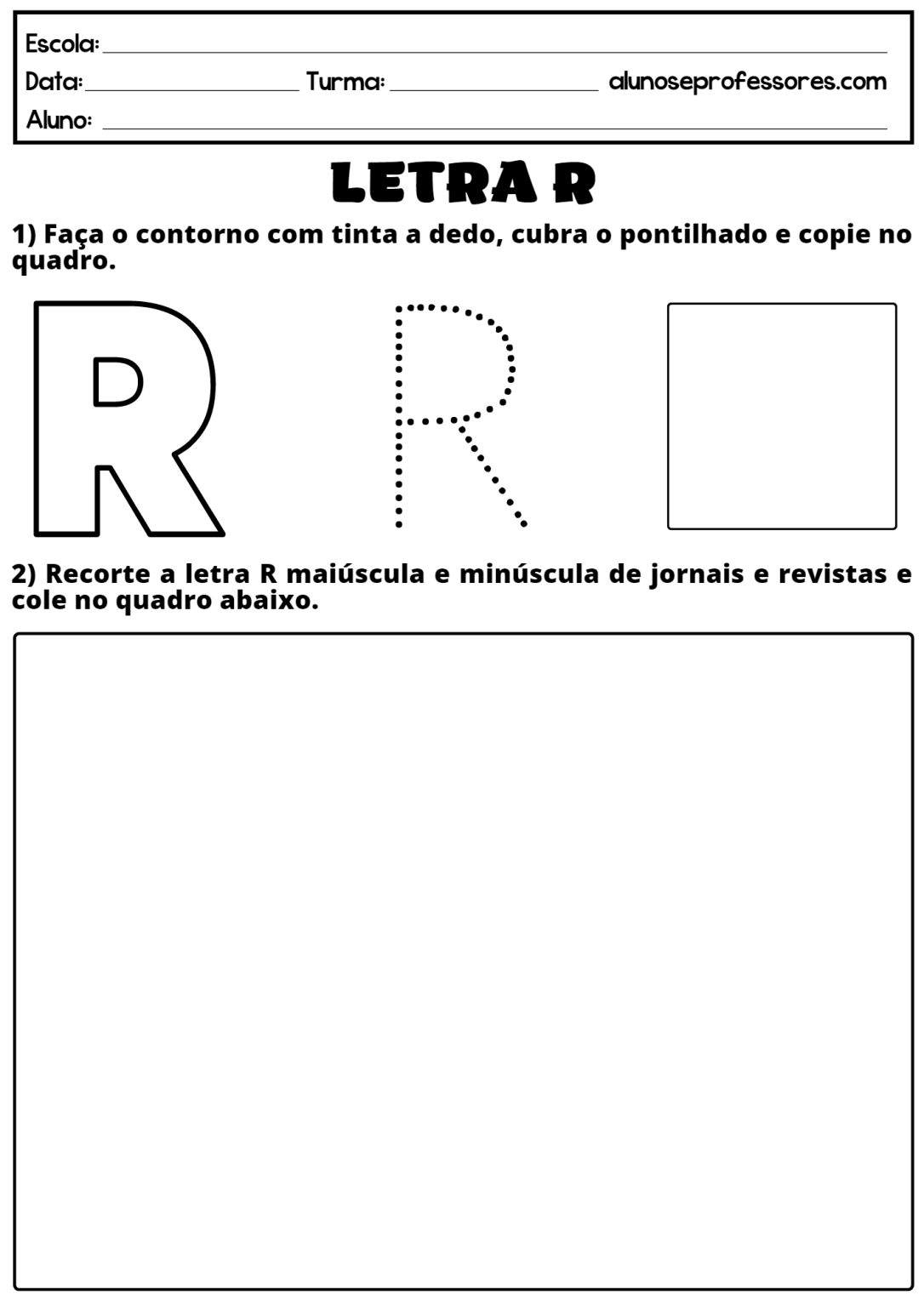 Atividades com a Letra R para imprimir | Alunos e Professores