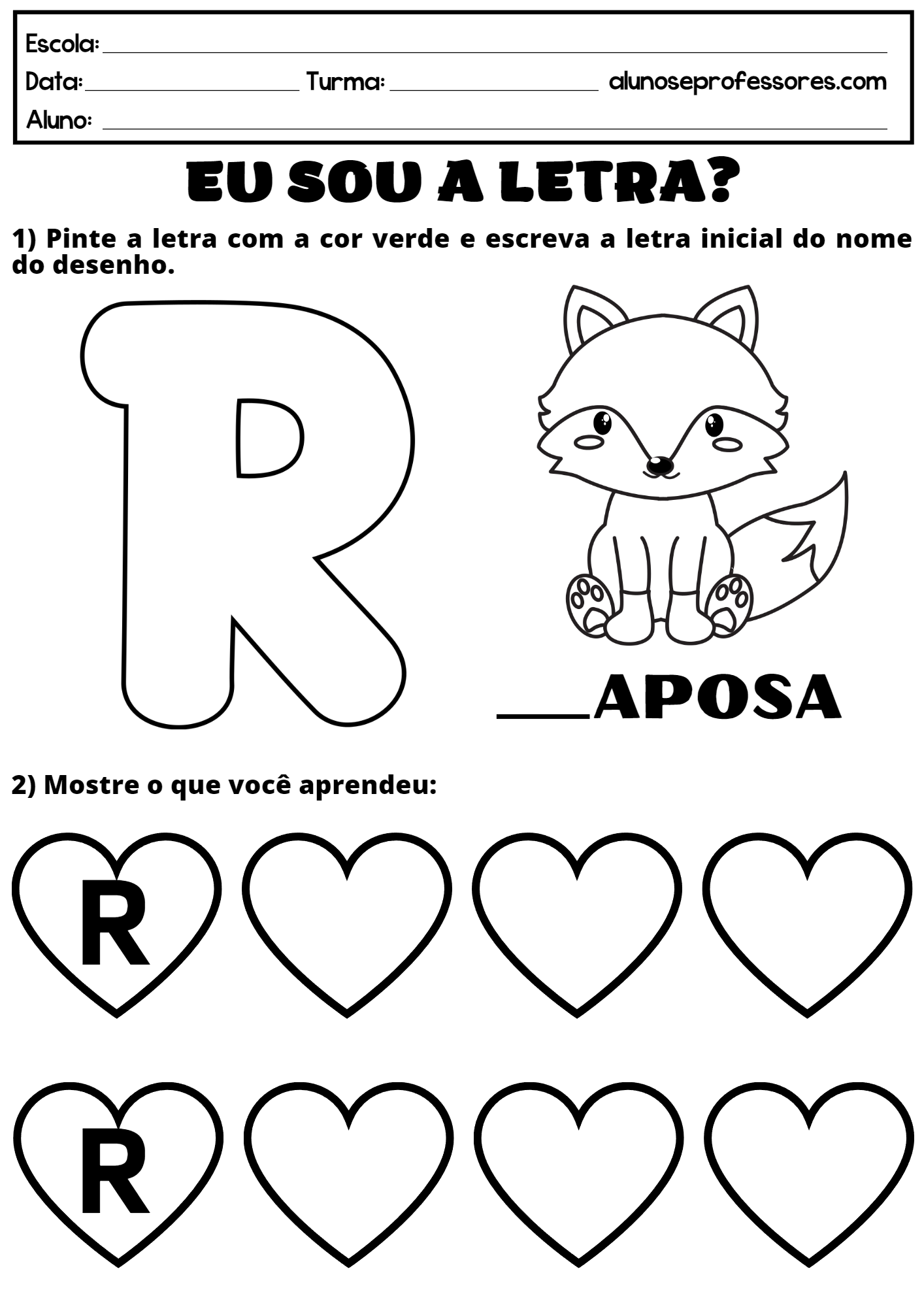 Atividades com a Letra R para imprimir | Alunos e Professores