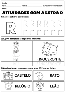 Atividades com a Letra R para imprimir | Alunos e Professores