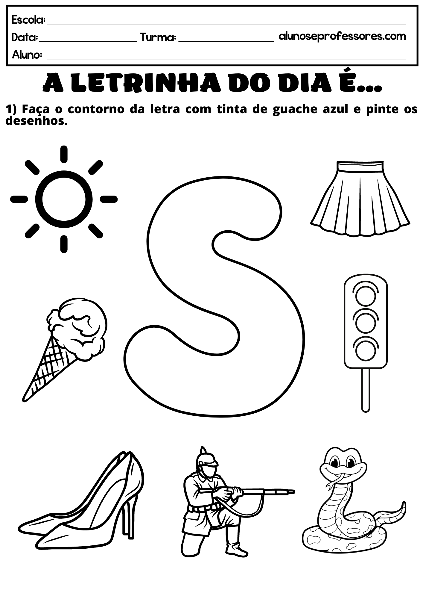 Atividades com a Letra S para imprimir | Alunos e Professores