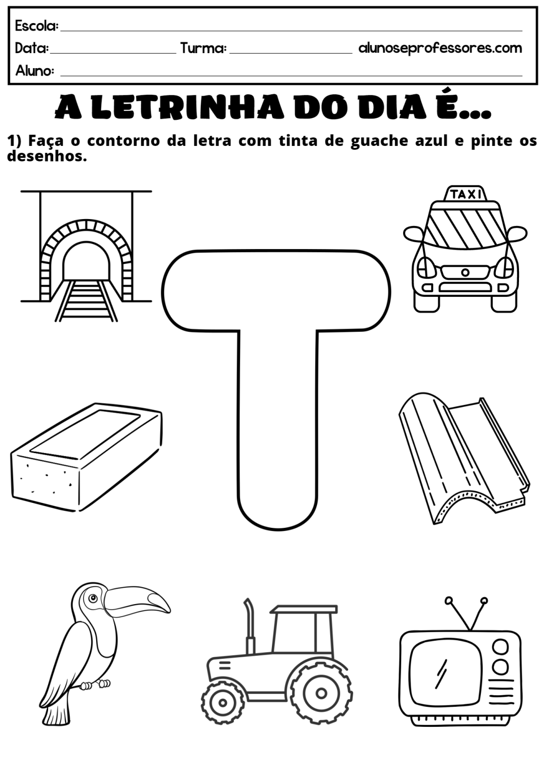 Atividades com a Letra T para imprimir | Alunos e Professores