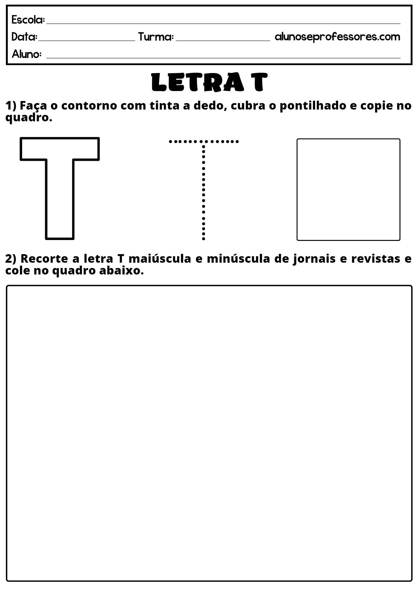 Atividades com a Letra T para imprimir | Alunos e Professores