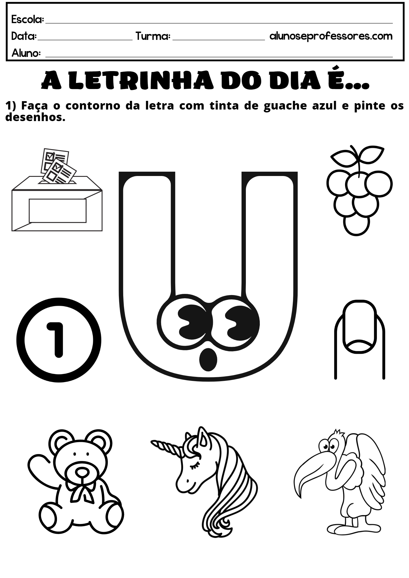 Atividades com a Letra U para imprimir | Alunos e Professores