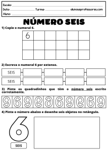 Atividades com o Número 6 para imprimir | Alunos e Professores