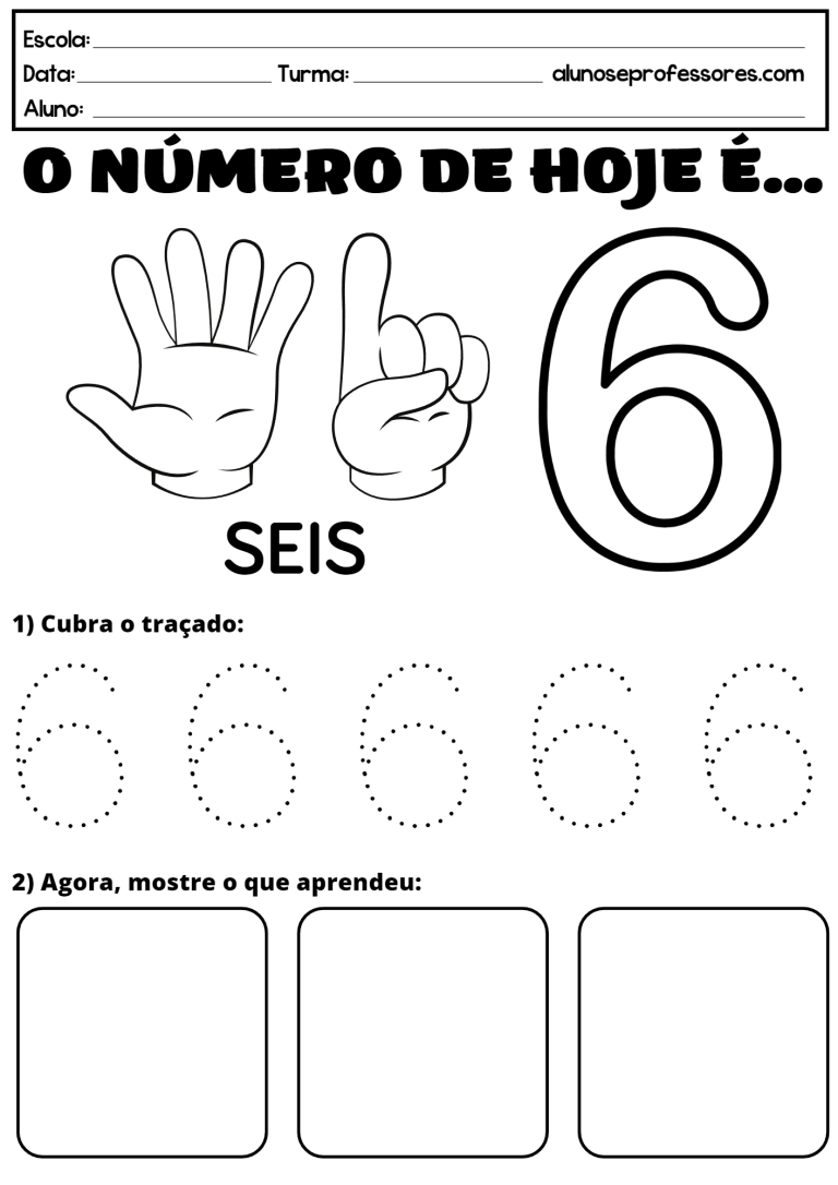 Atividades com o Número 6 para imprimir | Alunos e Professores