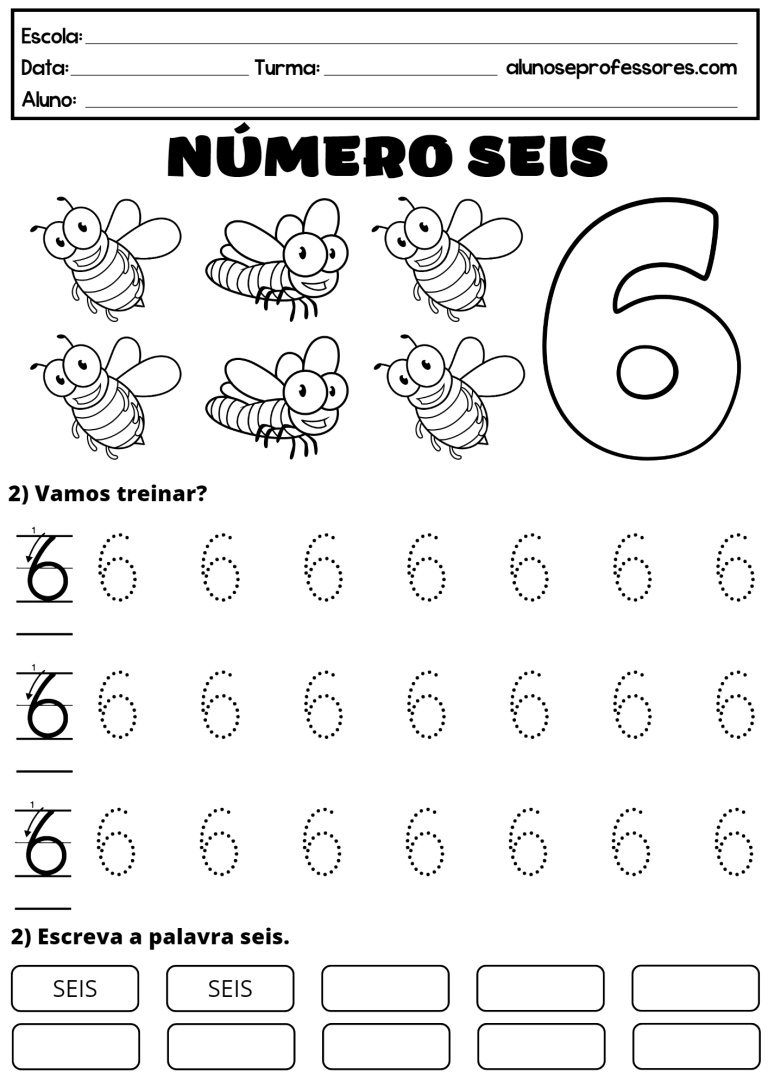 Atividades com o Número 6 para imprimir | Alunos e Professores