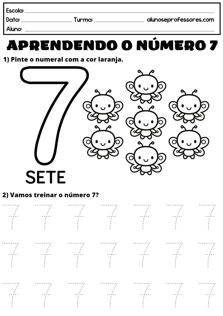 Atividades com o Número 7 para imprimir | Alunos e Professores