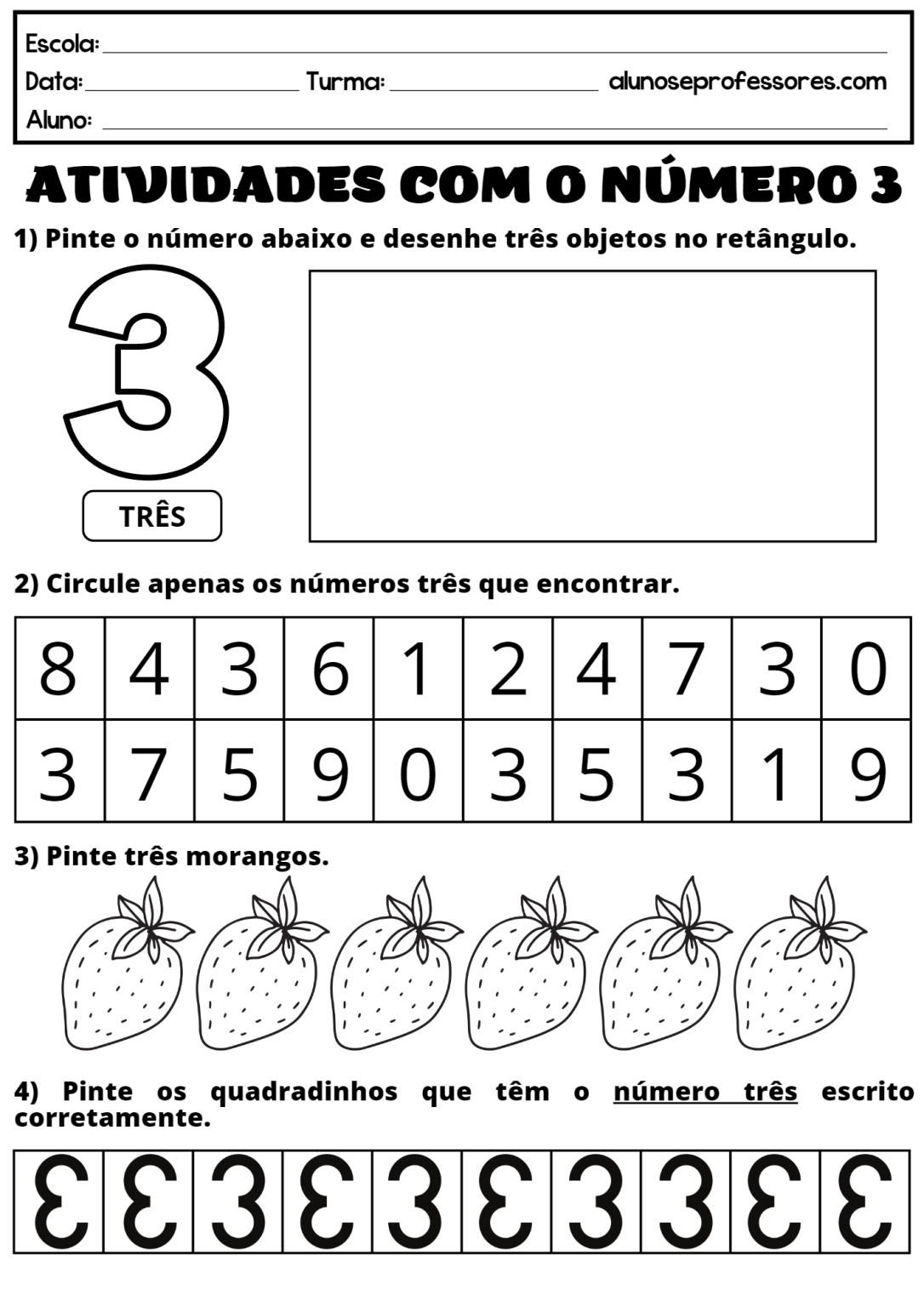 Atividades com o Número 3 | Alunos e Professores