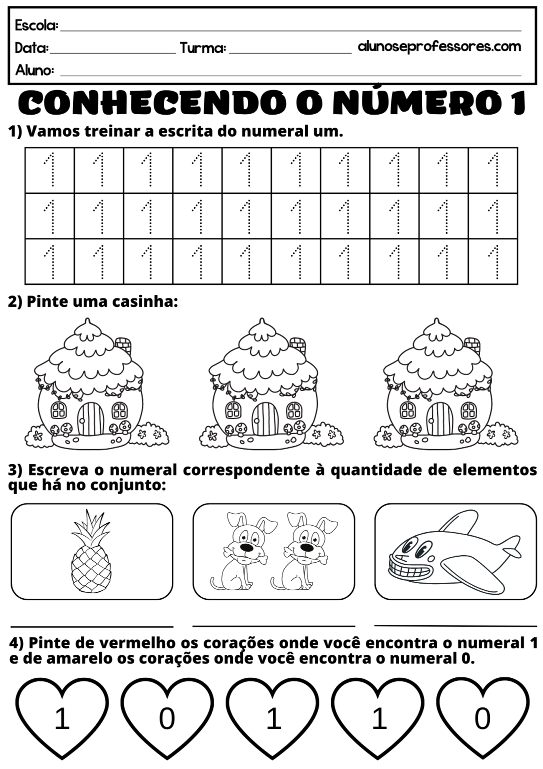 Atividades com o Número 1 | Alunos e Professores