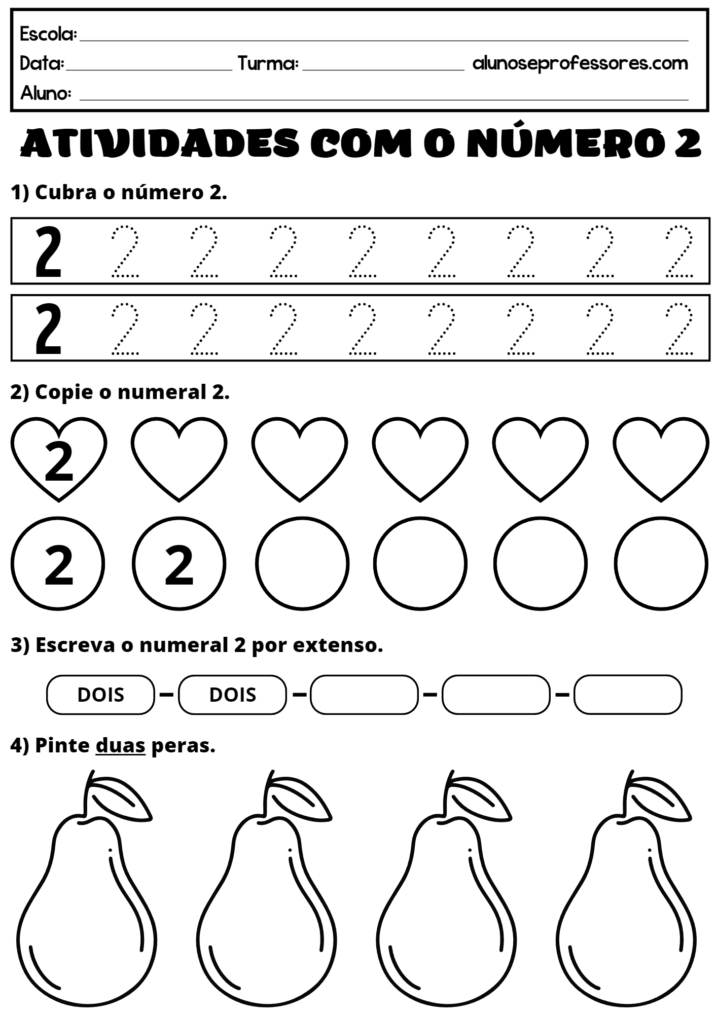 Atividades com o Número 2 | Alunos e Professores