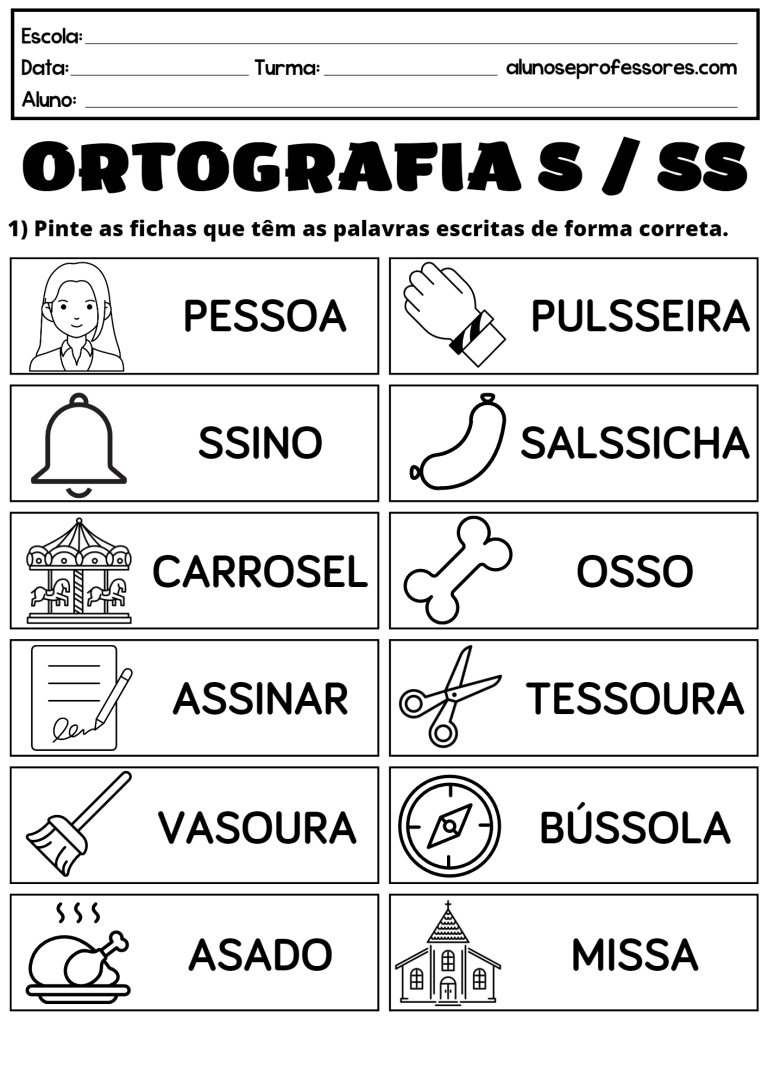 Atividades com S e SS para imprimir | Alunos e Professores