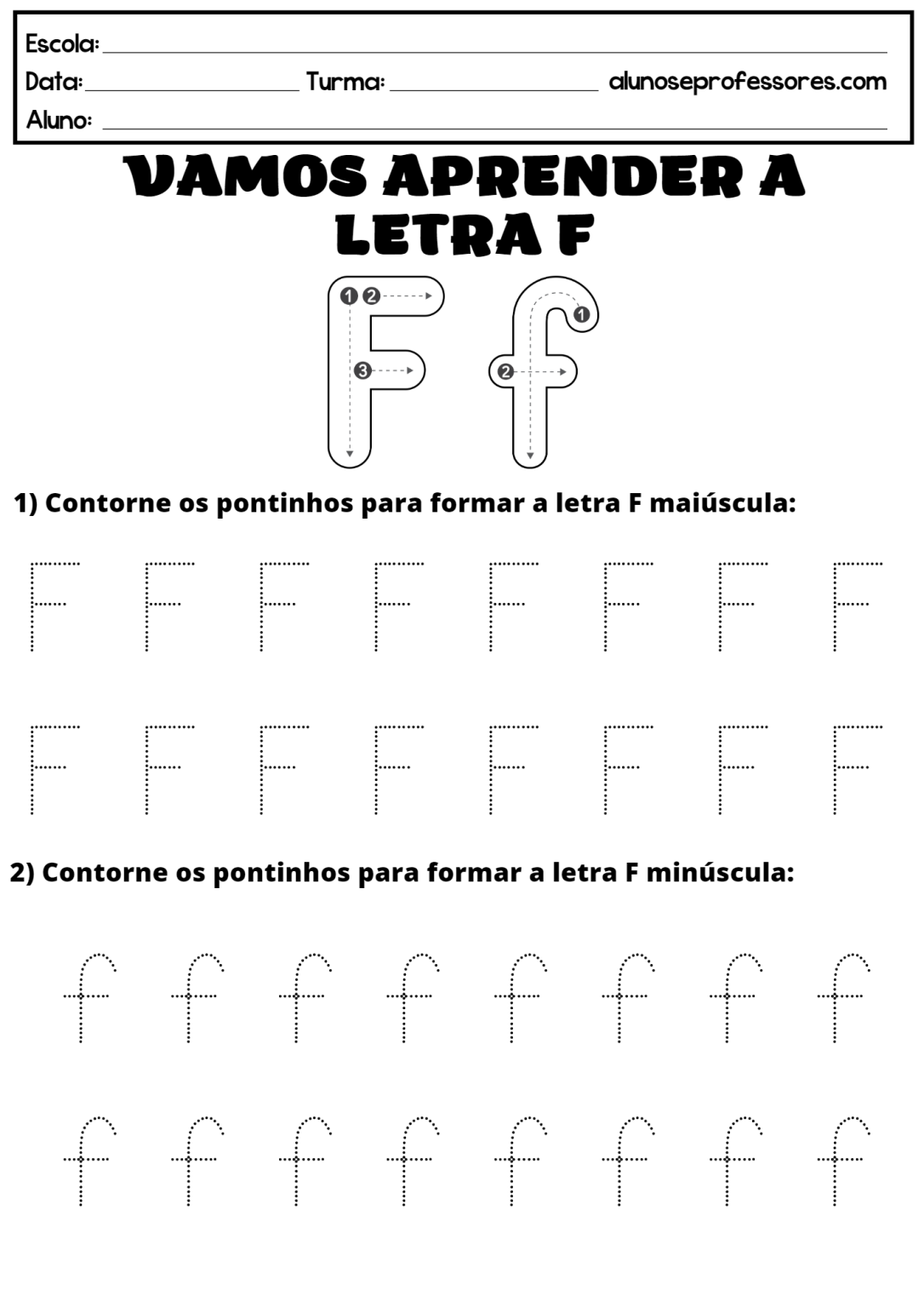 Atividades com a Letra F para imprimir | Alunos e Professores
