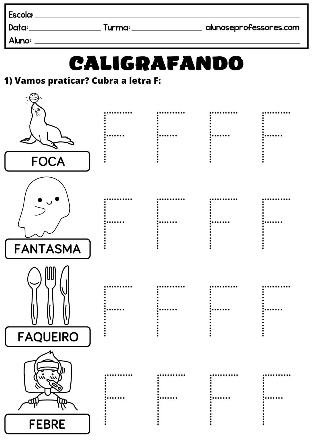 Atividades com a Letra F para imprimir | Alunos e Professores