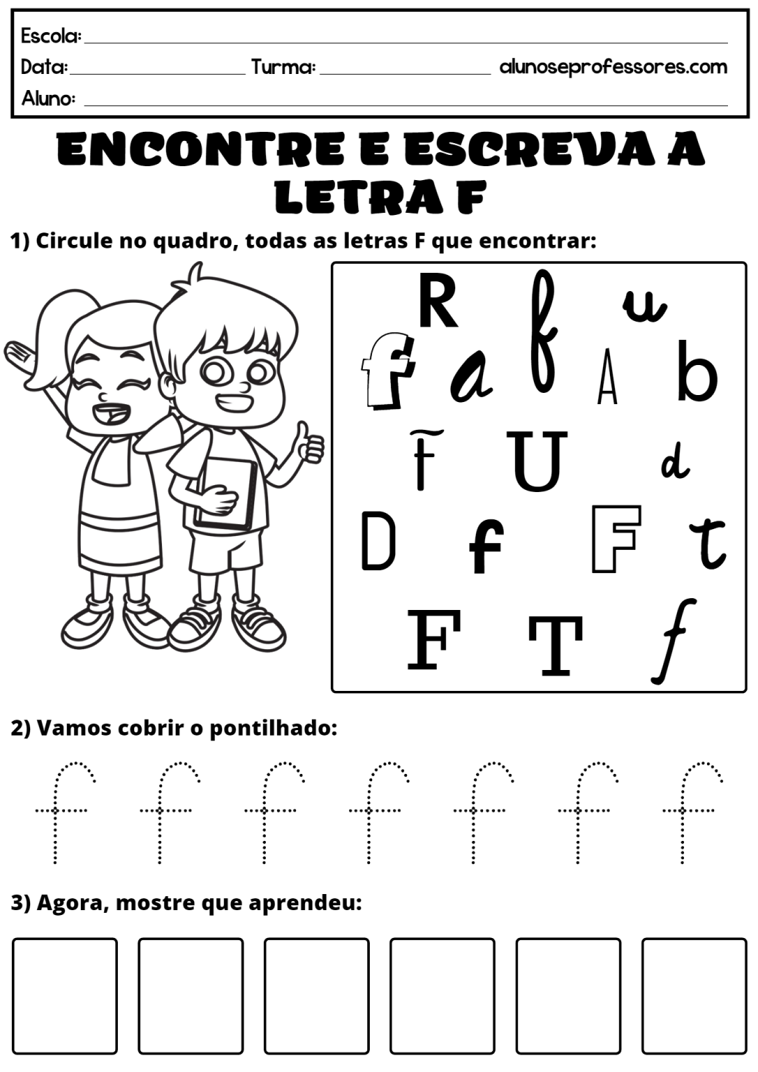 Atividades com a Letra F para imprimir | Alunos e Professores