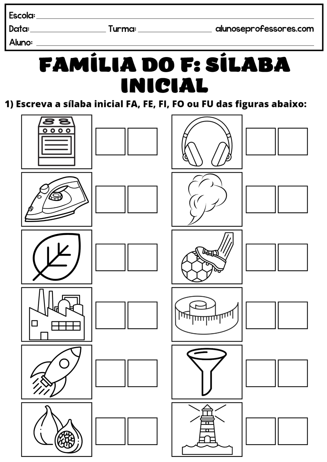 Atividades com a Letra F para imprimir | Alunos e Professores