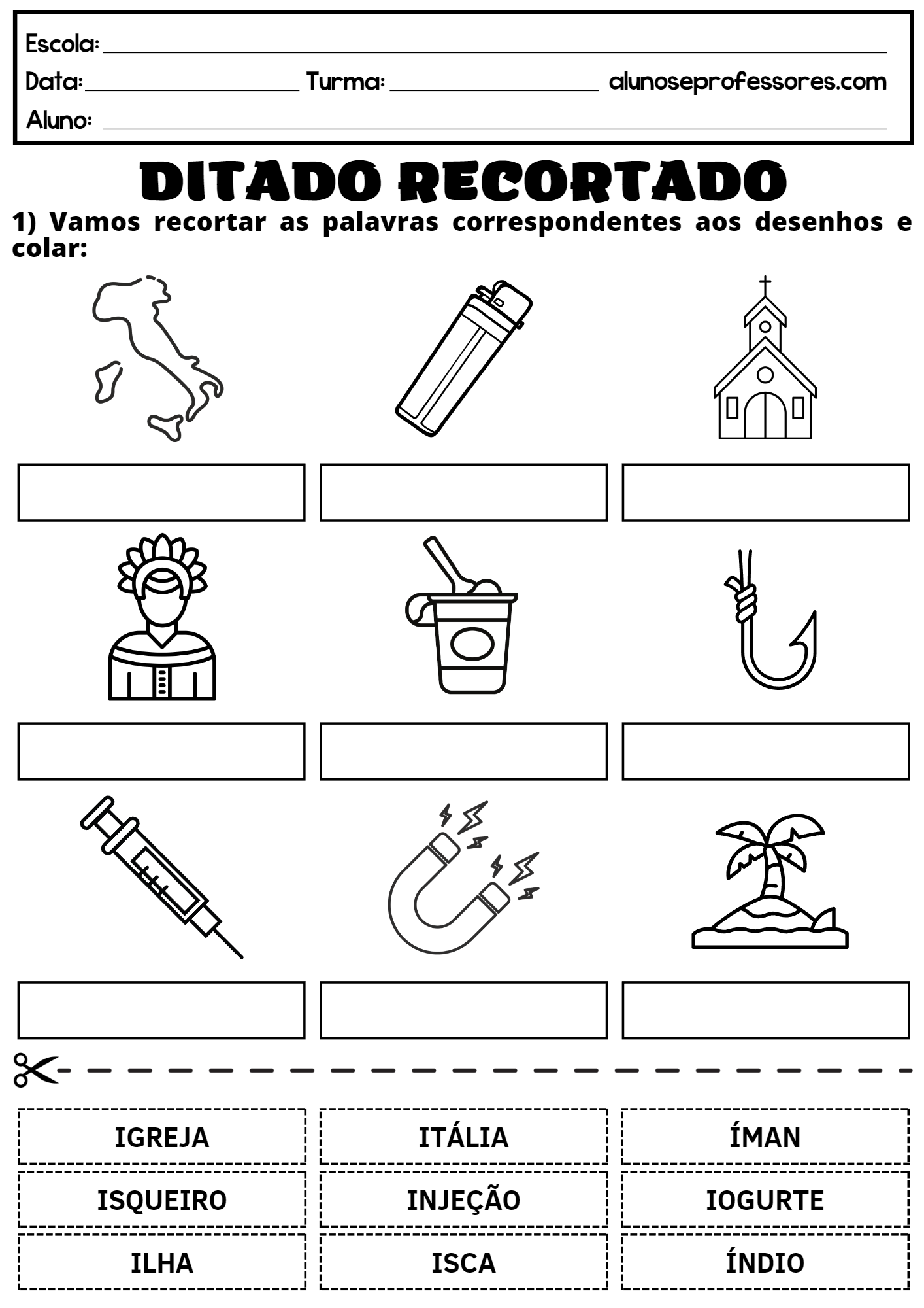 Atividades com a Letra I para imprimir | Alunos e Professores