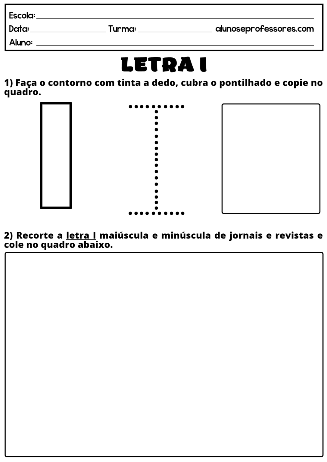 Atividades com a Letra I para imprimir | Alunos e Professores