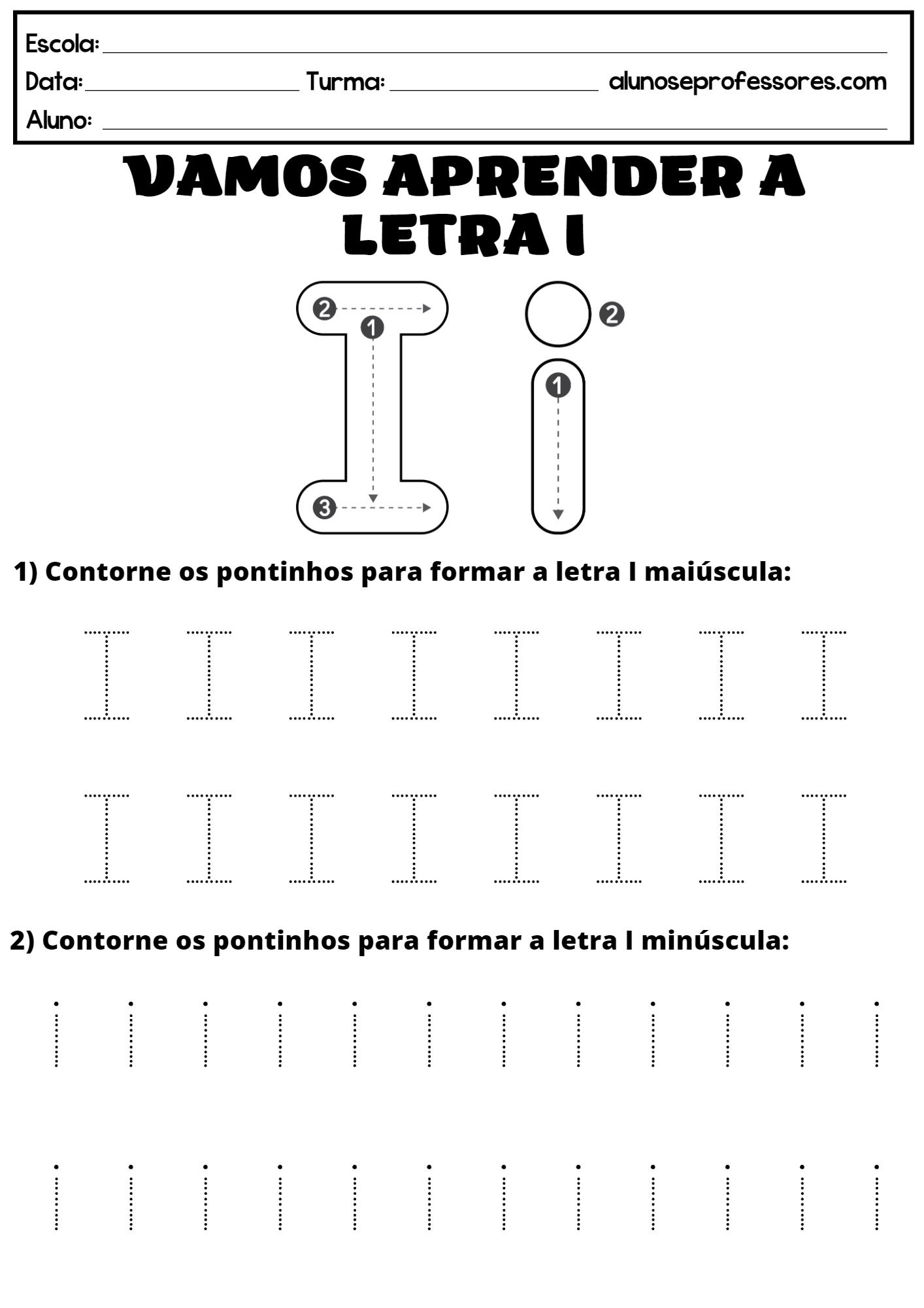 Atividades com a Letra I para imprimir | Alunos e Professores