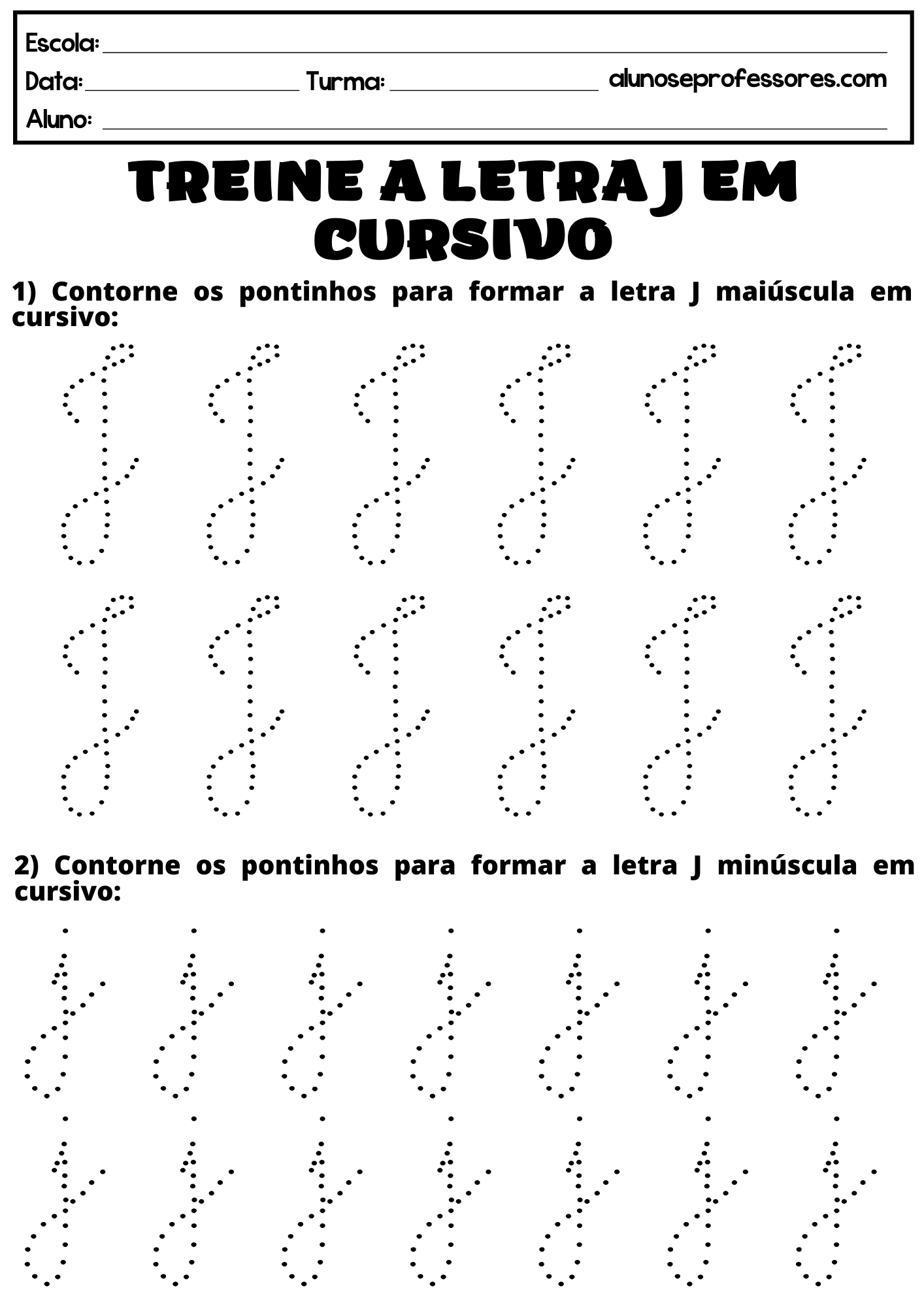 Atividades com a Letra J para imprimir | Alunos e Professores