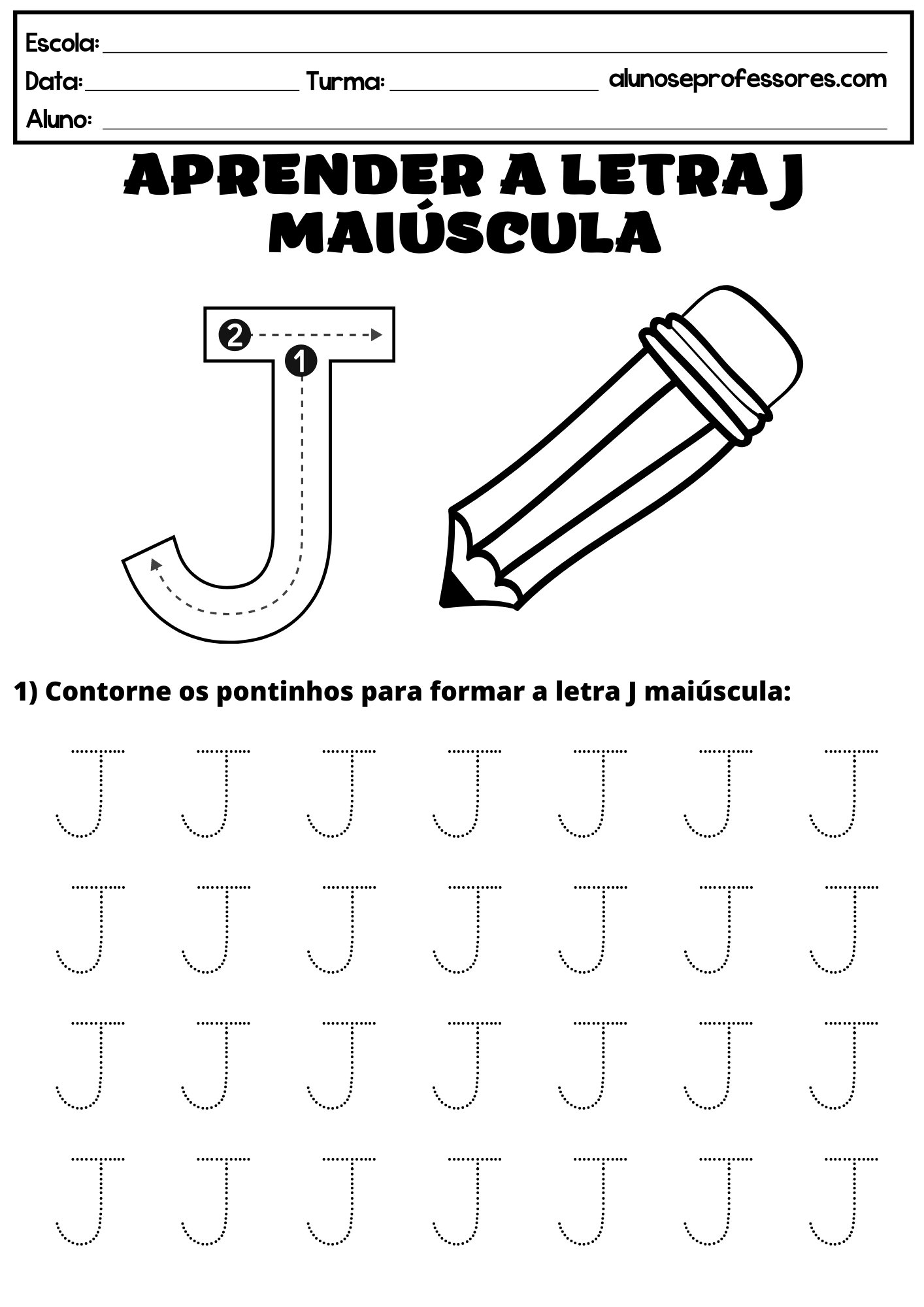 Atividades com a Letra J para imprimir | Alunos e Professores