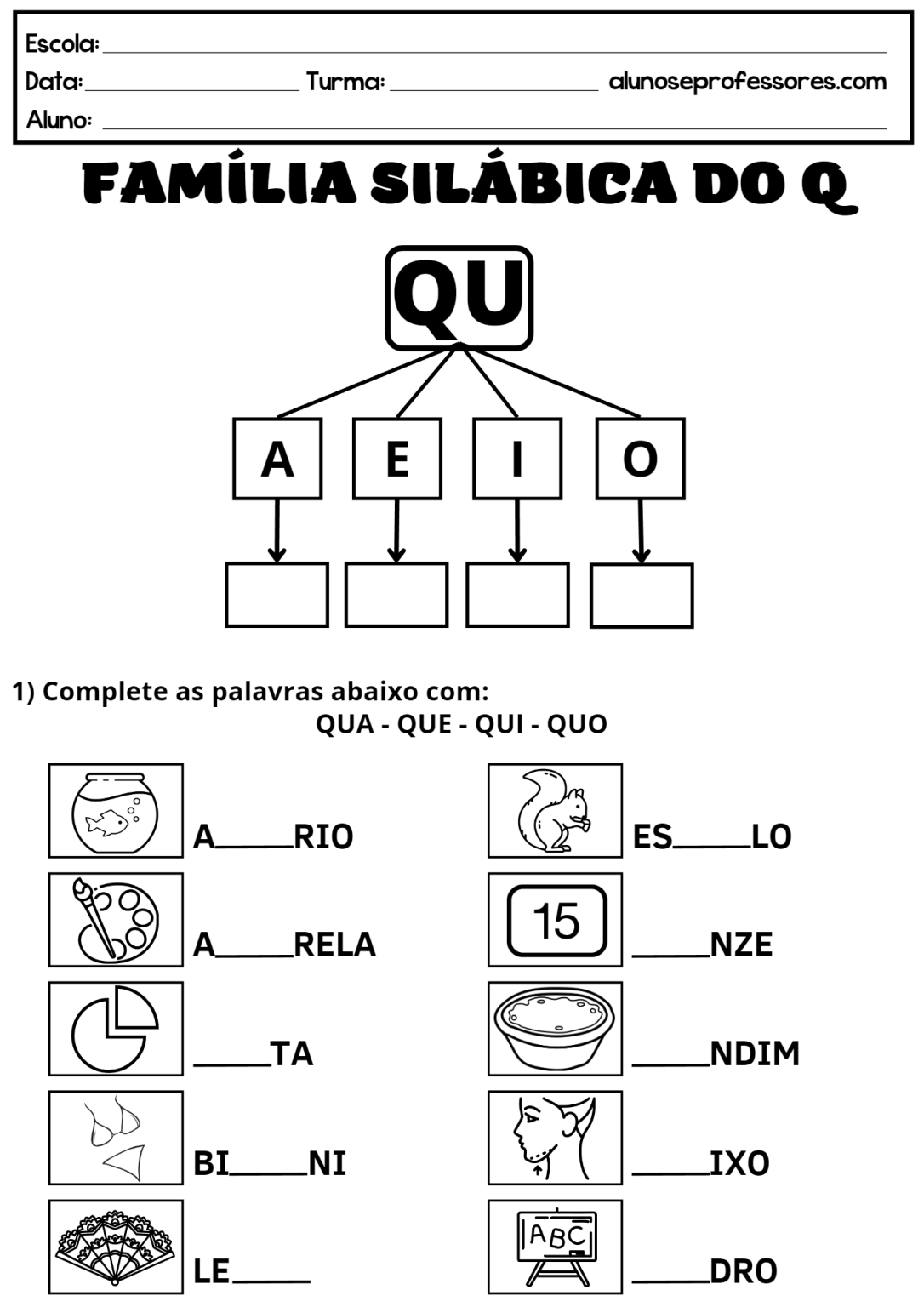 Atividades com a Letra Q para imprimir | Alunos e Professores