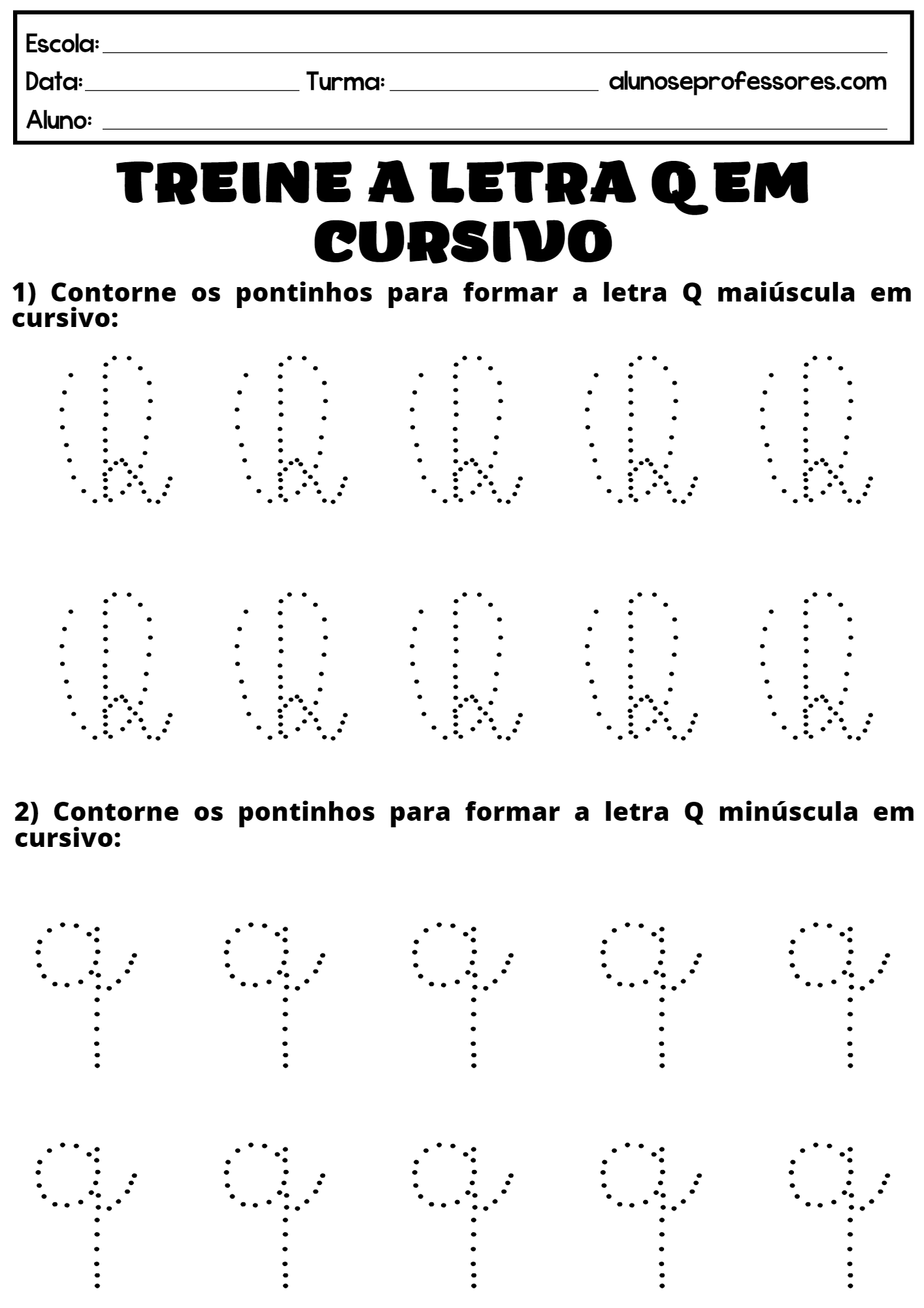 Atividades com a Letra Q para imprimir | Alunos e Professores