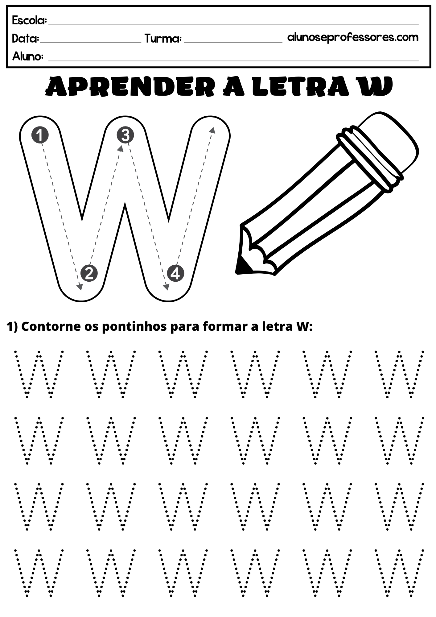 Atividades com a Letra W para imprimir | Alunos e Professores