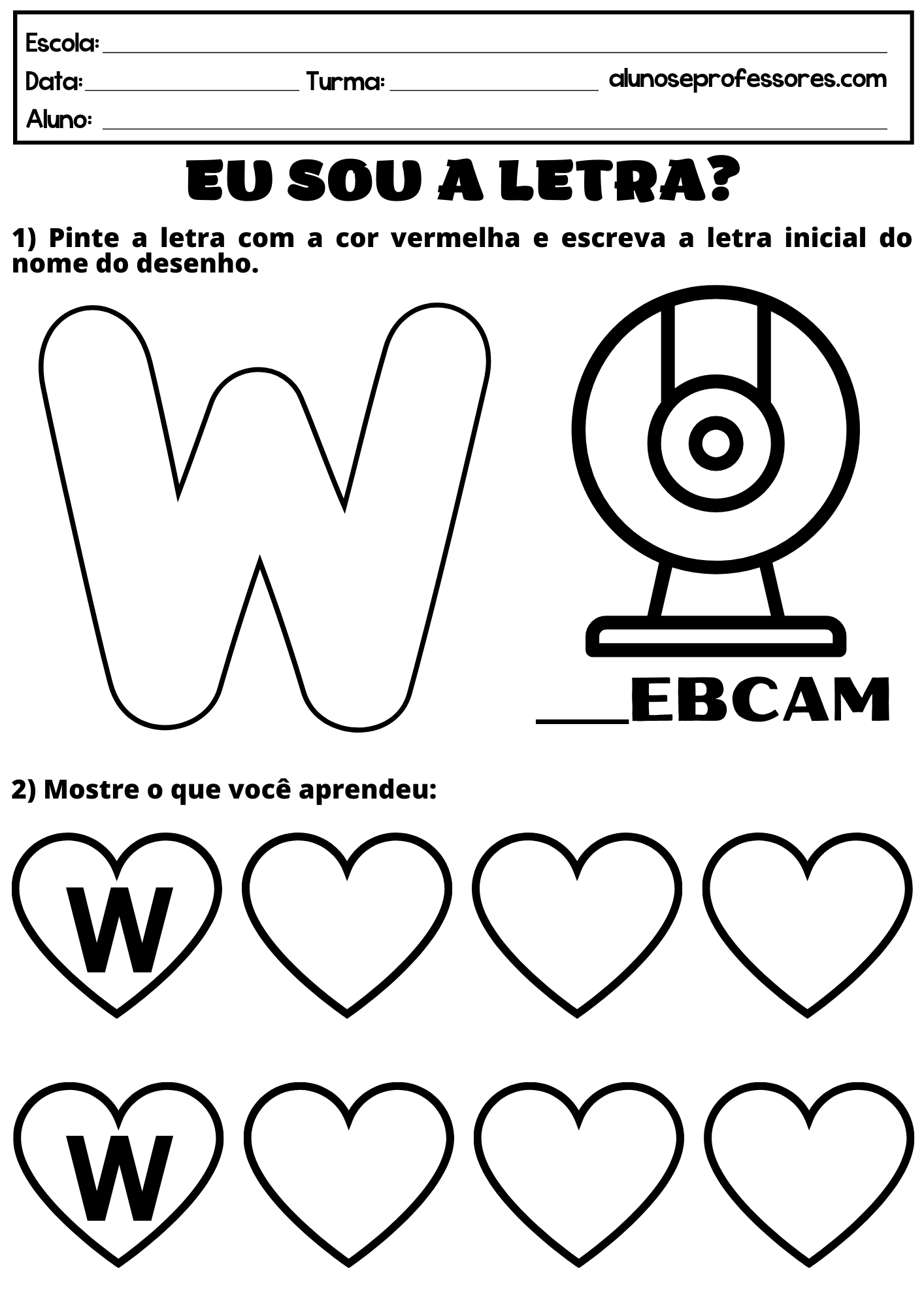 Atividades com a Letra W para imprimir | Alunos e Professores
