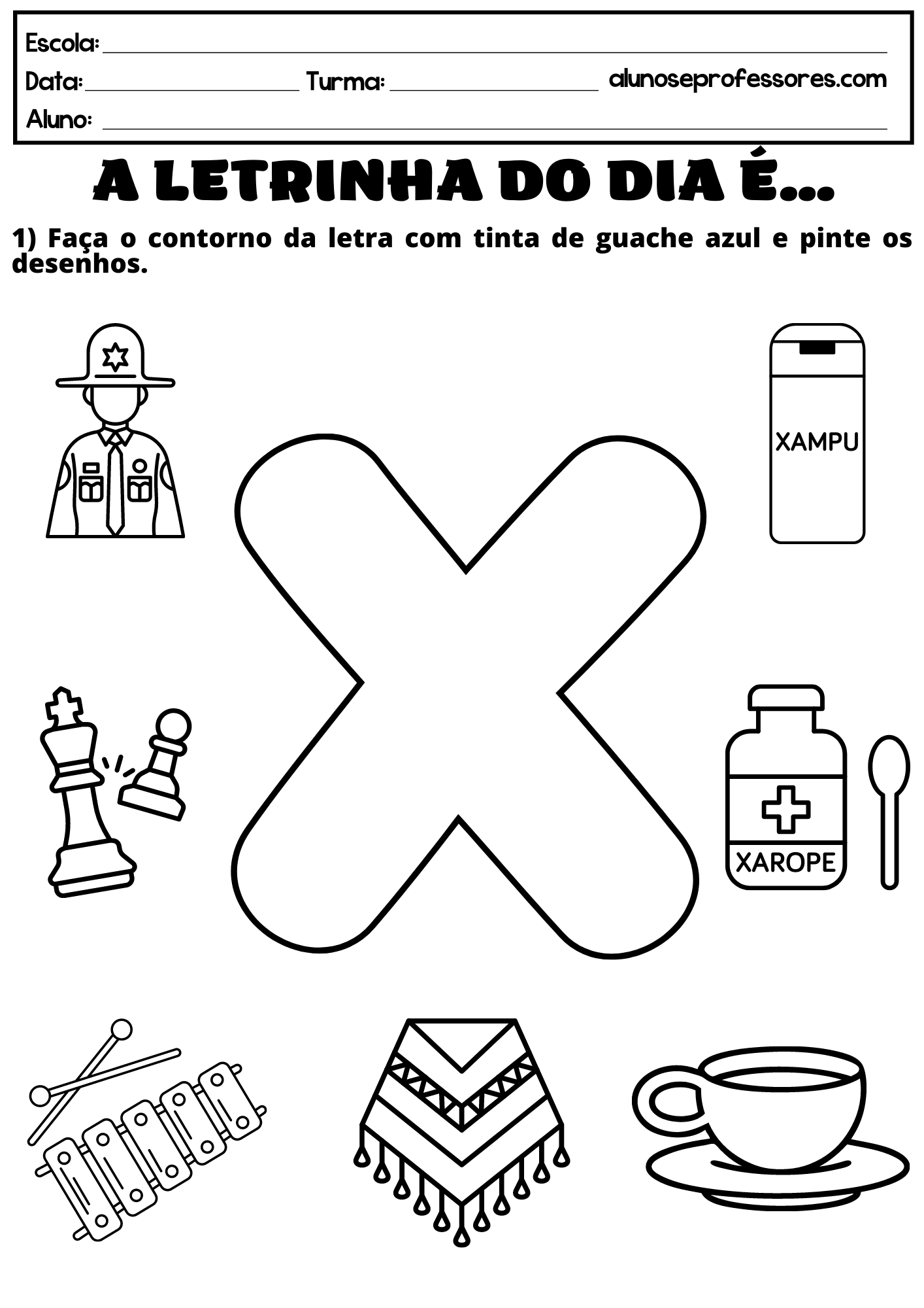 Atividades com a Letra X para imprimir | Alunos e Professores