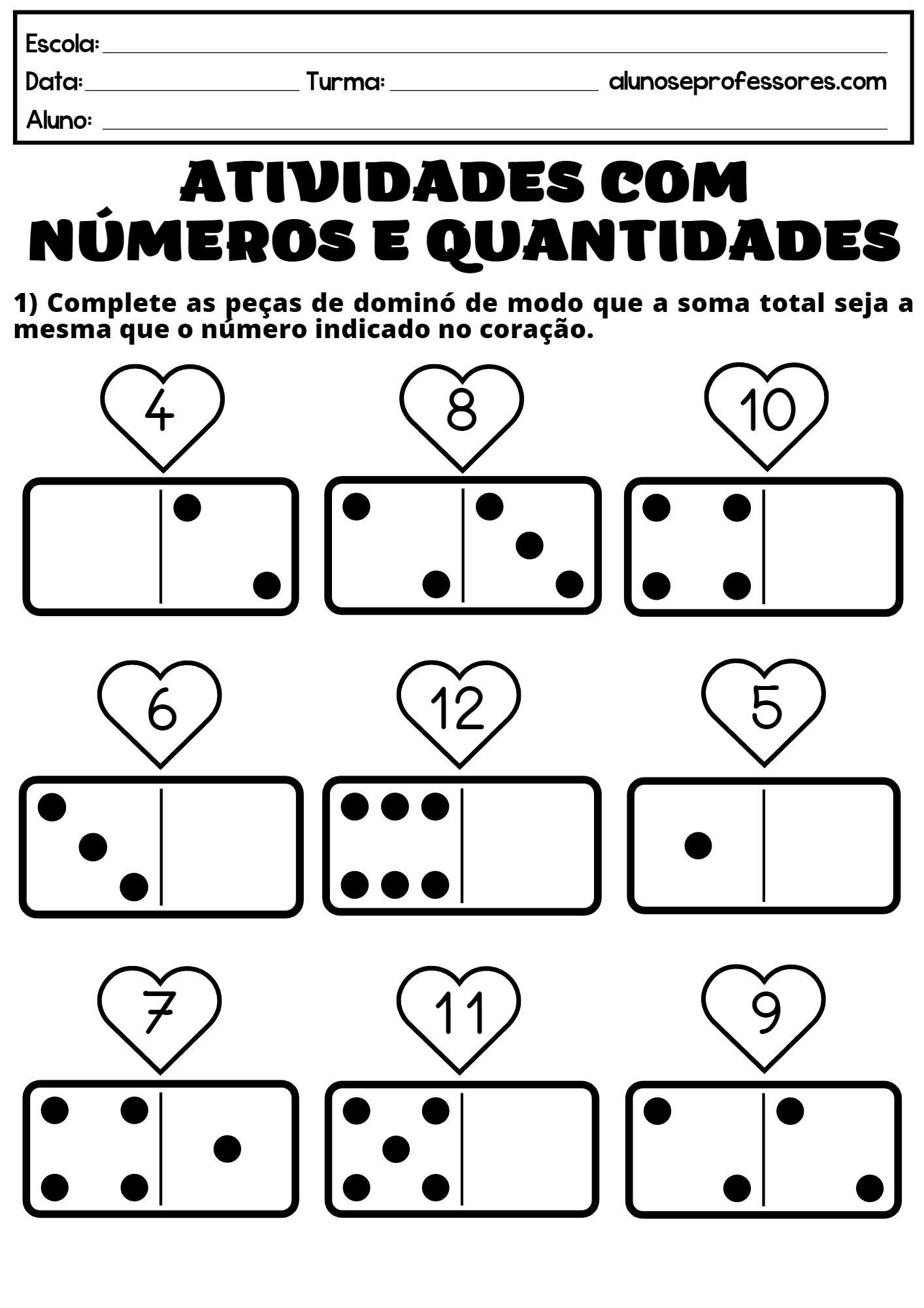 Atividades de Números e Quantidades para imprimir | Alunos e Professores